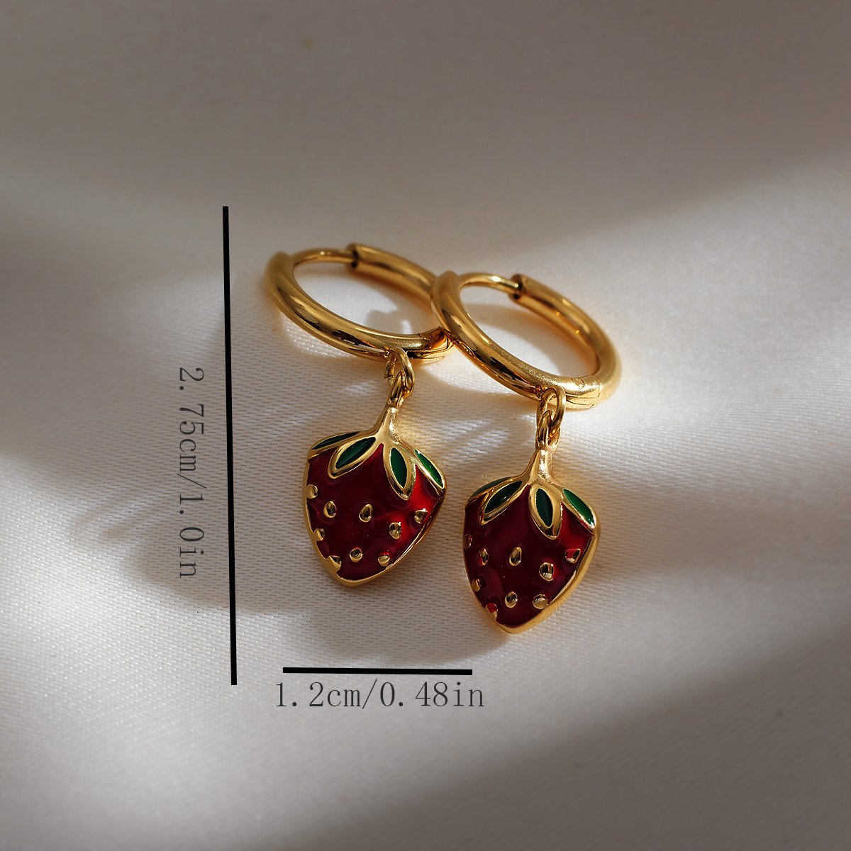 Strawberry Enamel Hoops | Anti Tarnish Jewellery