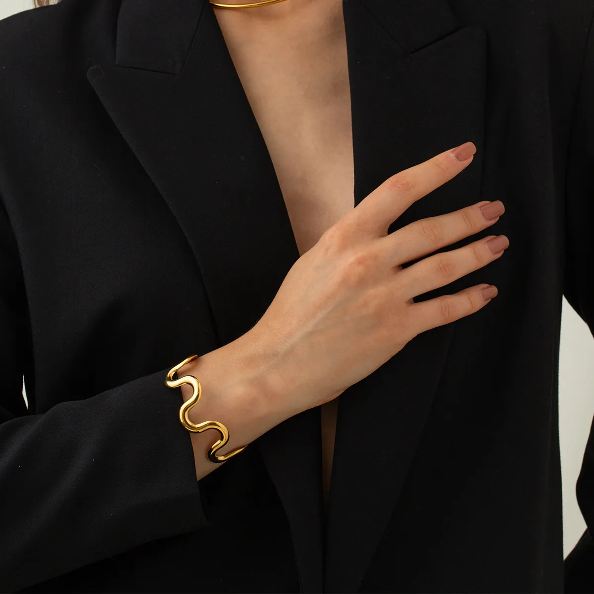 Wave Band Cuff – Gold Plated Bracelet | Anti Tarnish Jewellery