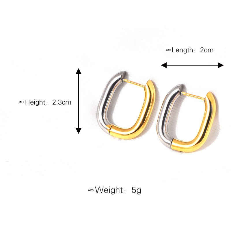 Gold and Silver Hoops – Rectangular Mixed Metal Earrings
